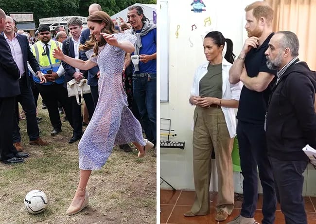 Fans Compare Kate Middleton Kicking A Ball In Heels And A Dress To ...