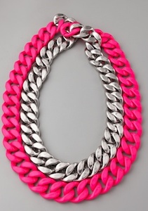Adia Kibur Silver & Neon Chain Link Necklace - SHEfinds