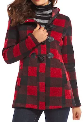 Olivia Culpo Plaid Jacket | Madden Girl Juniors Buffalo Check Hooded ...