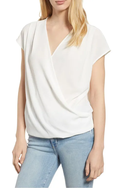 Psst! Order This Super Flattering Wrap Front Top While It’s On Sale At ...