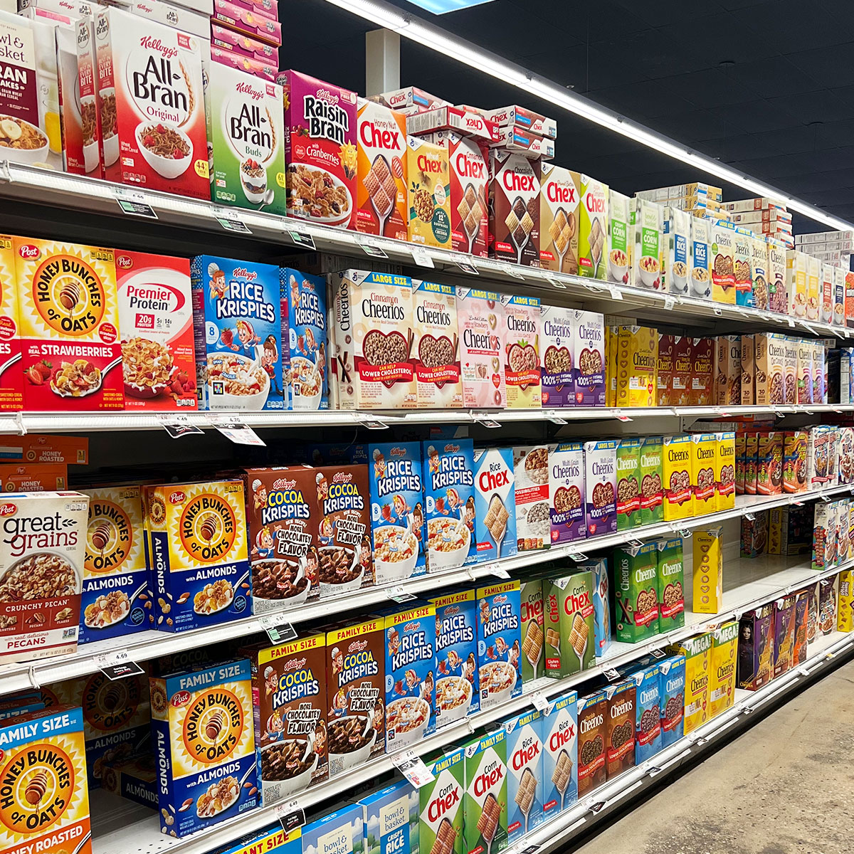 Grocery Store Cereal Shelf