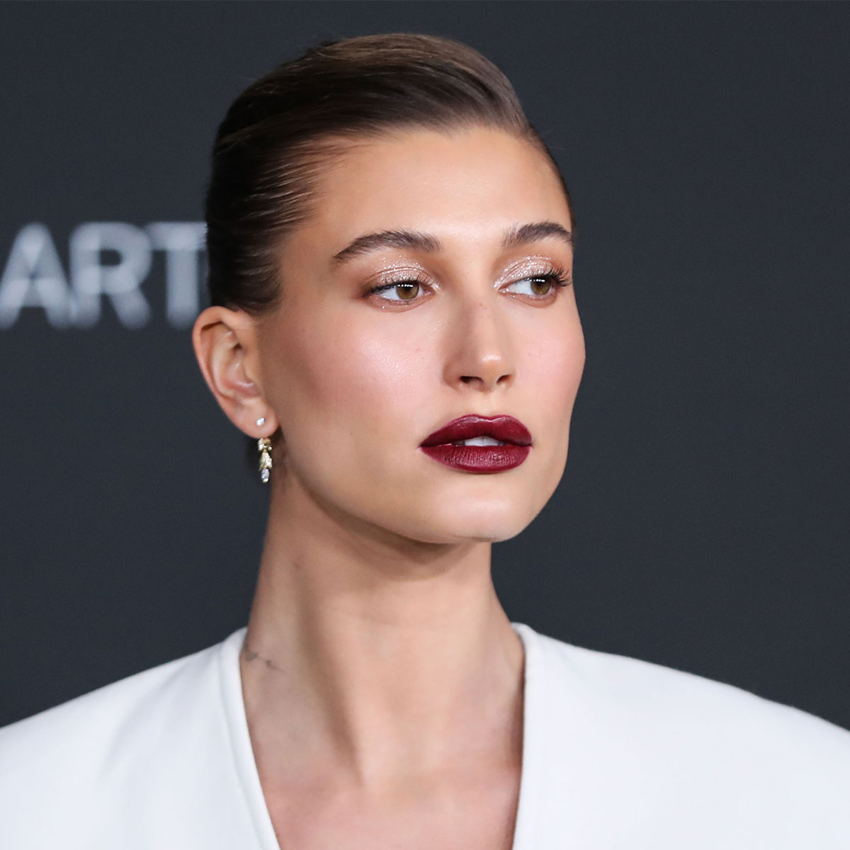 Hailey Bieber Goes Braless In A Black Slip Dress For A New Calvin Klein ...