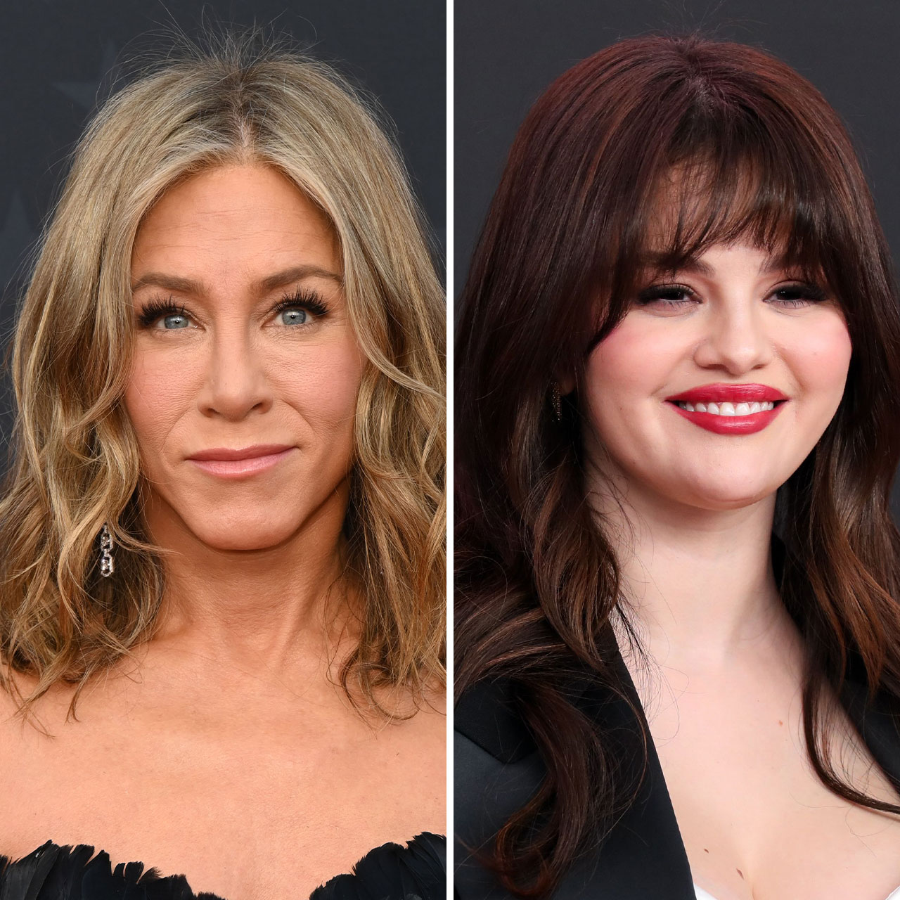 Jennifer Aniston And Selena Gomez Match In Black Suits For Joint Beauty ...
